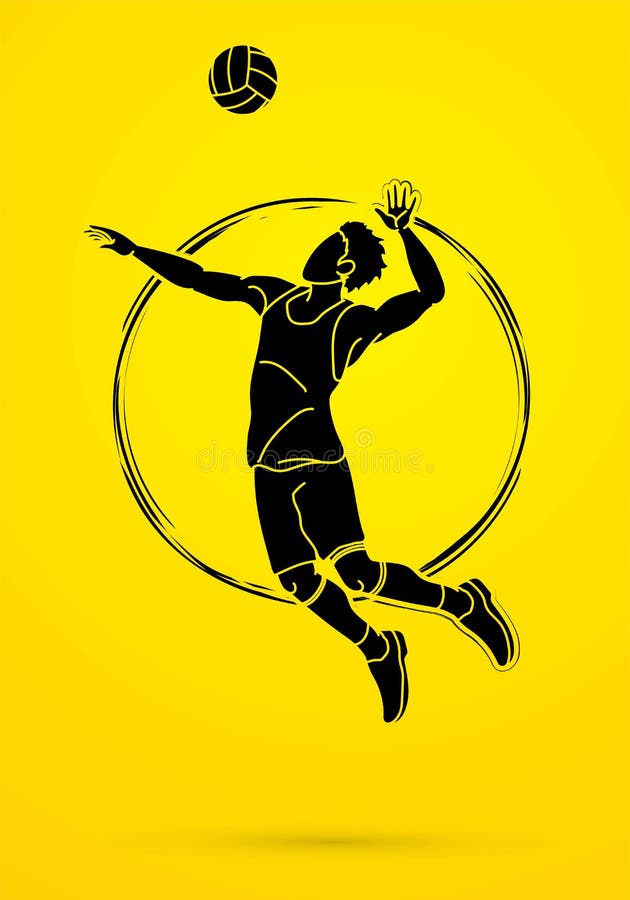 Man Volleyball Player Action Cartoon Graphic Stock Vector ...