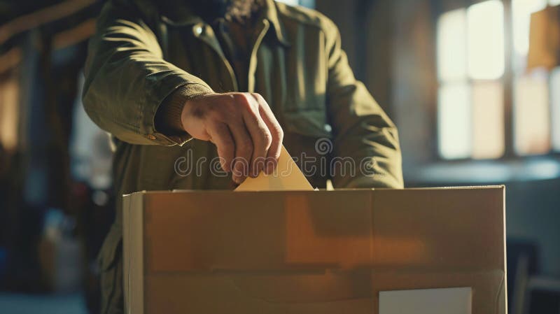 A Man Voting with Blurred Background Stock Illustration - Illustration ...