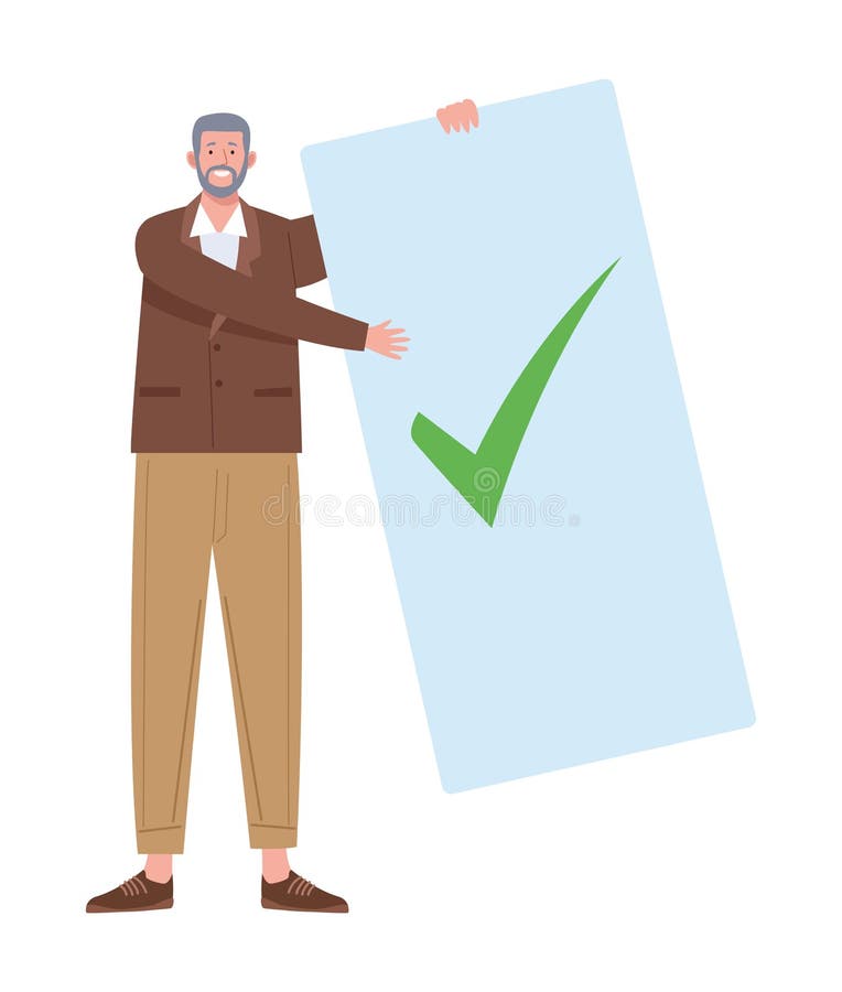 Man with voting card stock vector. Illustration of citizen - 223202711