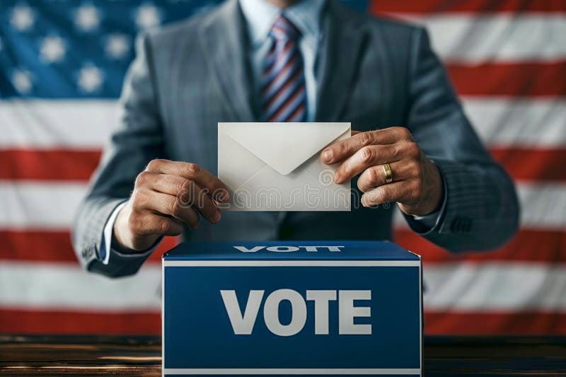 A Man is Voting in an Election Stock Illustration - Illustration of ...