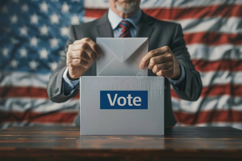A Man is Voting in an Election Stock Illustration - Illustration of ...