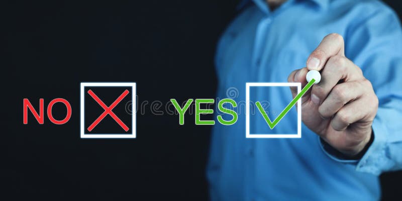 Man Voting Yes Check Box. Positive Decision Stock Image - Image of hand ...