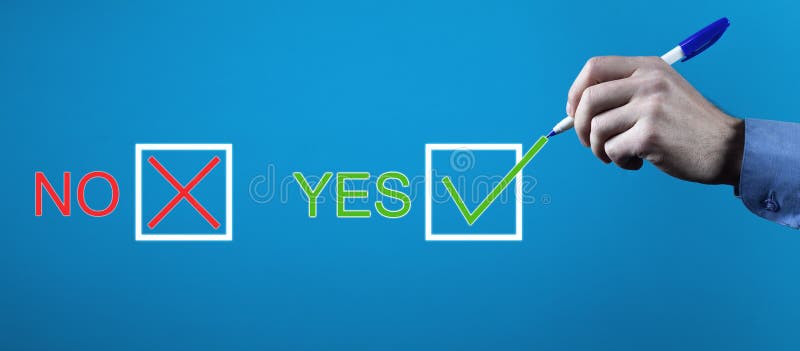 Man Voting Yes Check Box. Positive Decision Stock Image - Image of tick ...
