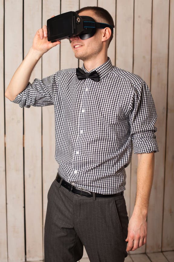 Man in VR glasses stock photo. Image of eyeglasses, threedimensional ...