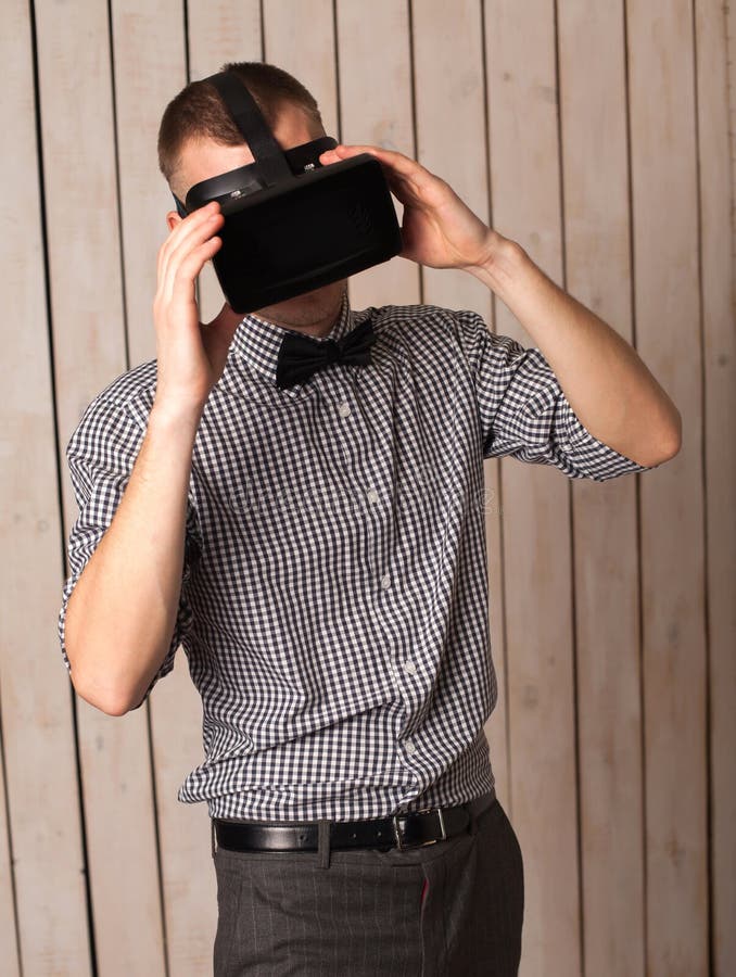 Man in VR glasses stock photo. Image of emotion, threedimensional ...