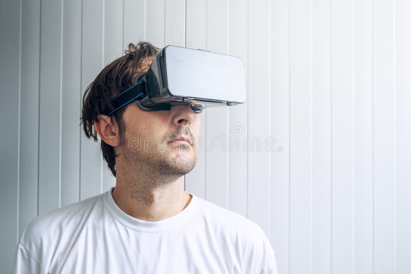 Man with VR goggles stock image. Image of cyber, goggles - 77175901