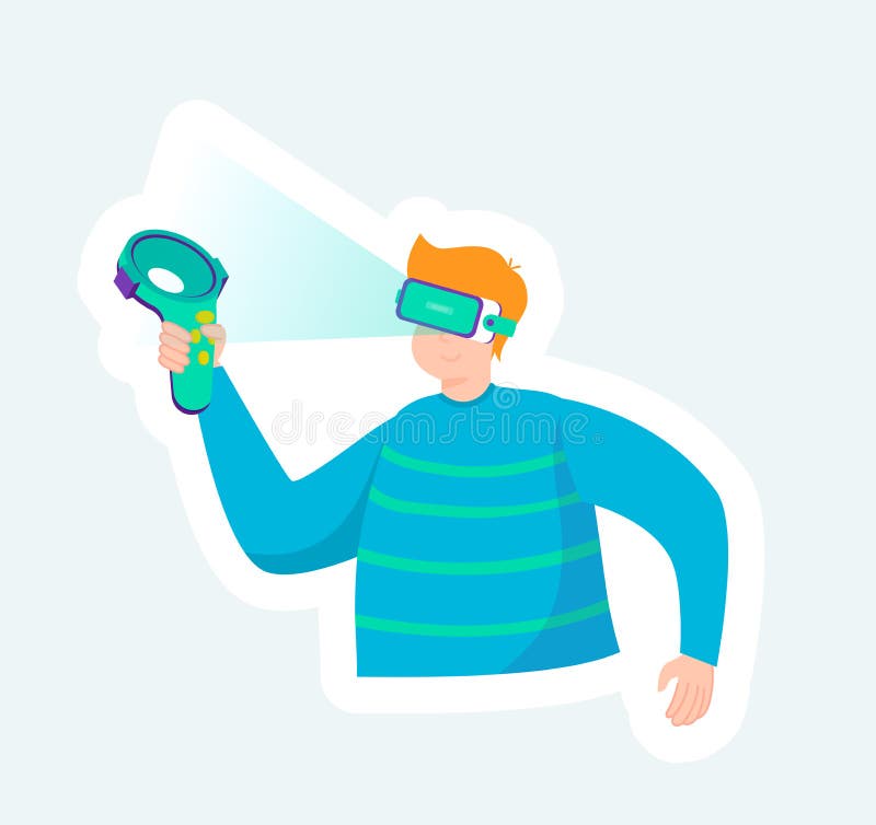 Man in VR Headset with Controller in Metaverse Virtual Reality Stock ...