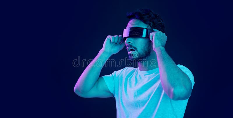 Man with Vr Headset, Gamer and Digital Transformation for Metaverse ...