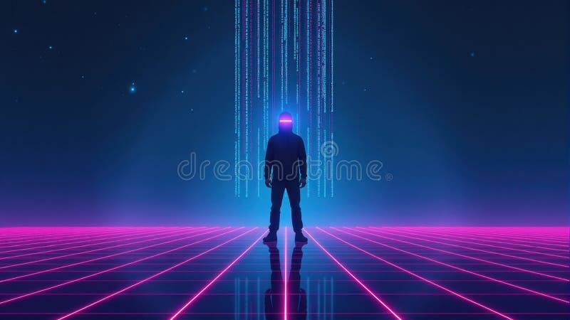 Man in VR Headset and Metaverse Stock Image - Image of futuristic ...