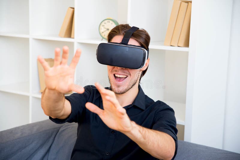 Man in vr headset stock photo. Image of digital, entertainment - 112719666