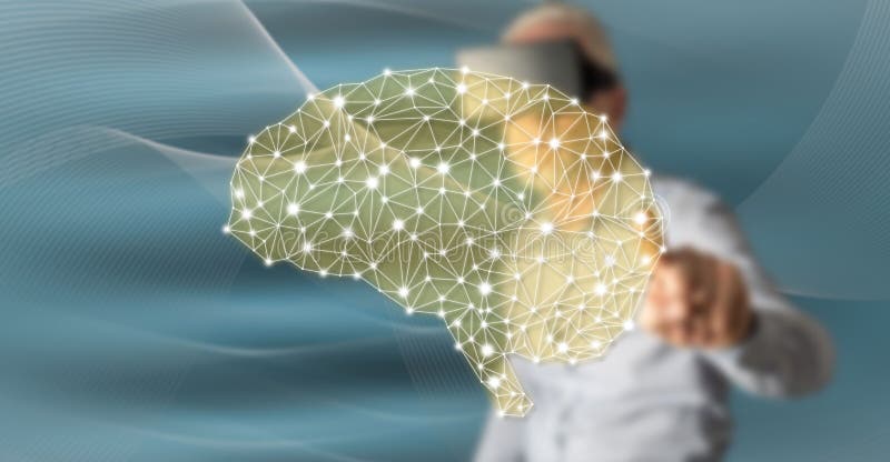 Human Brain Virtual Reality Headset Abstract Perception Design Stock ...