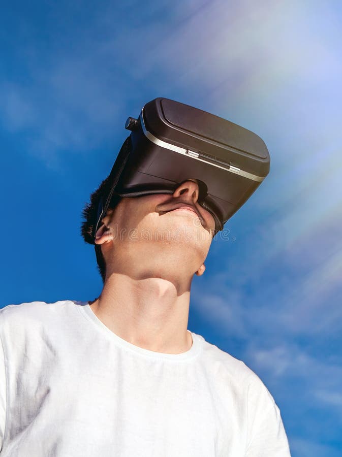 Man in VR Mask stock image. Image of human, reality - 142973335
