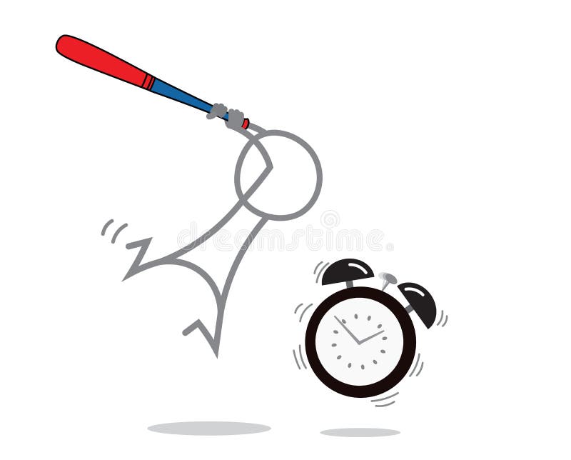 Man Vs Alarm Clock stock illustration. Illustration of mascot - 69556665