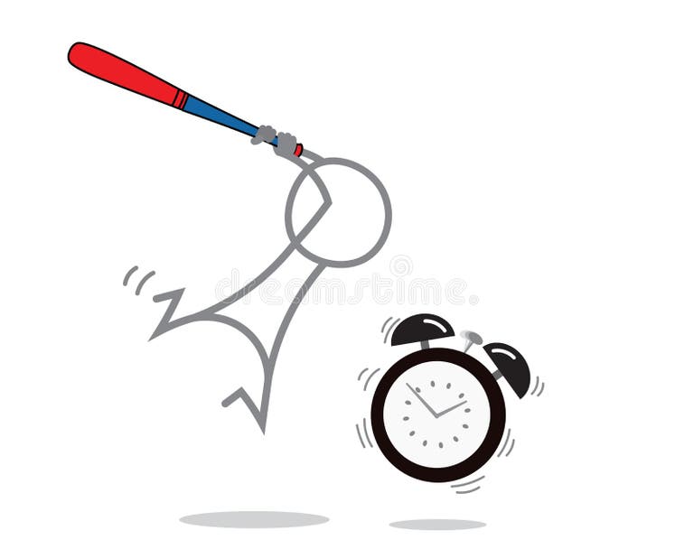 Man Vs Alarm Clock stock illustration. Illustration of mascot - 69556665
