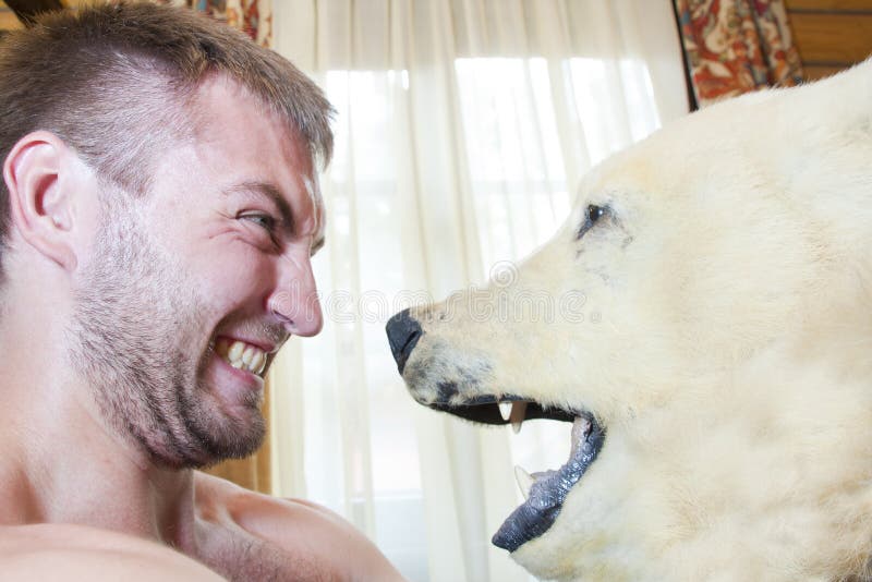 Man vs Bear stock image. Image of extreme, open, aggression - 15489127