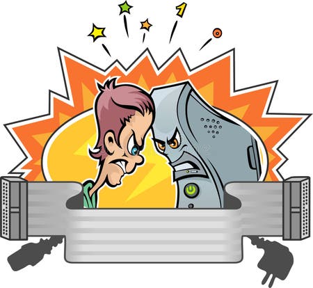 Man vs Computer stock vector. Illustration of conflict - 14608718