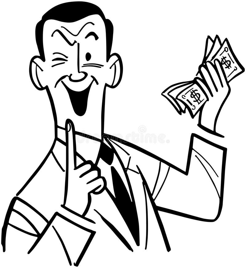 Man with Wad of Cash stock vector. Illustration of 1950 - 42096324