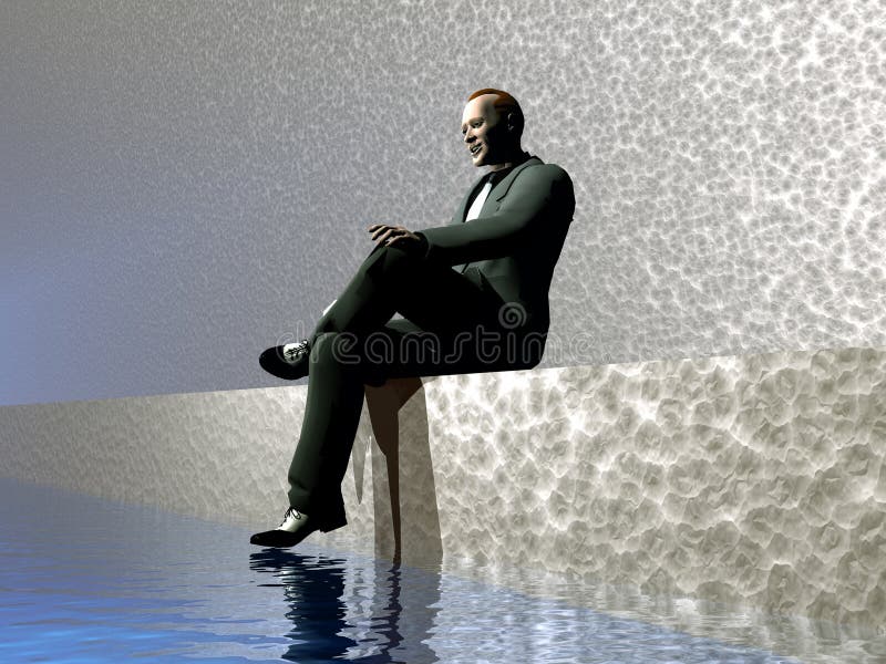 Man Waiting stock illustration. Illustration of water, peaceful - 422915