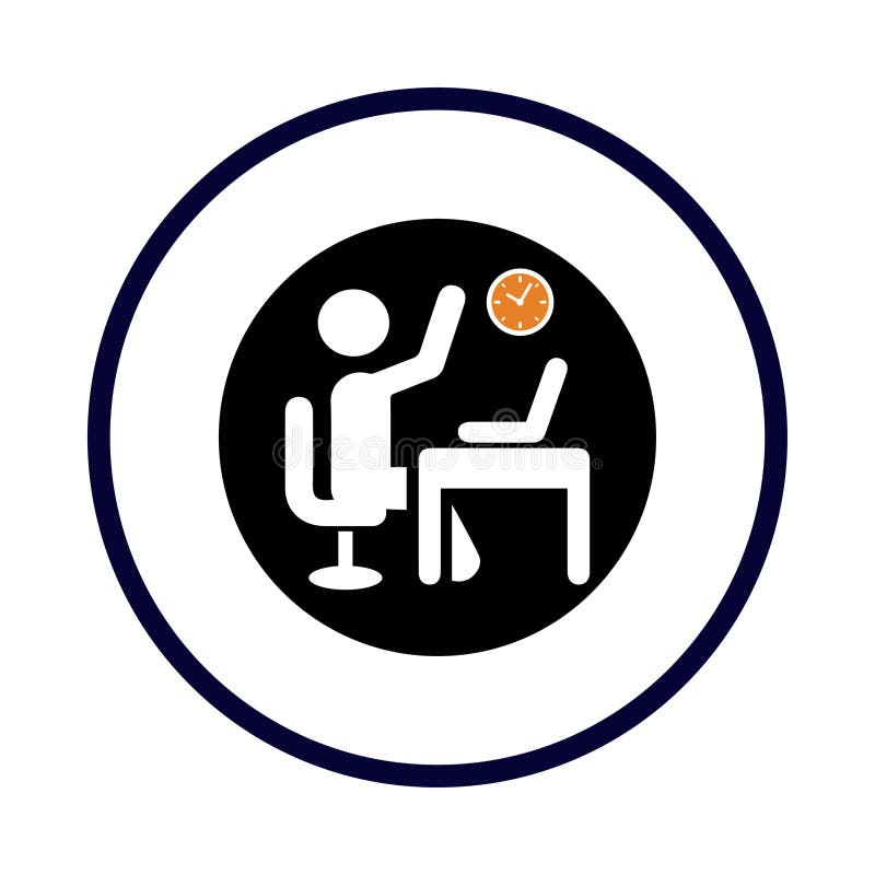Man, Waiting, Clock, Table, Laptop, Worker Waiting Icon Stock Vector ...