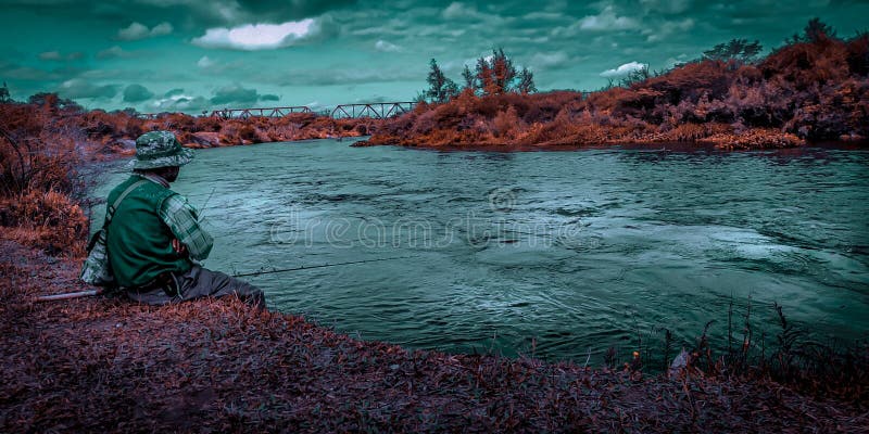 A man waiting for a fish stock photo. Image of fishing - 172317846
