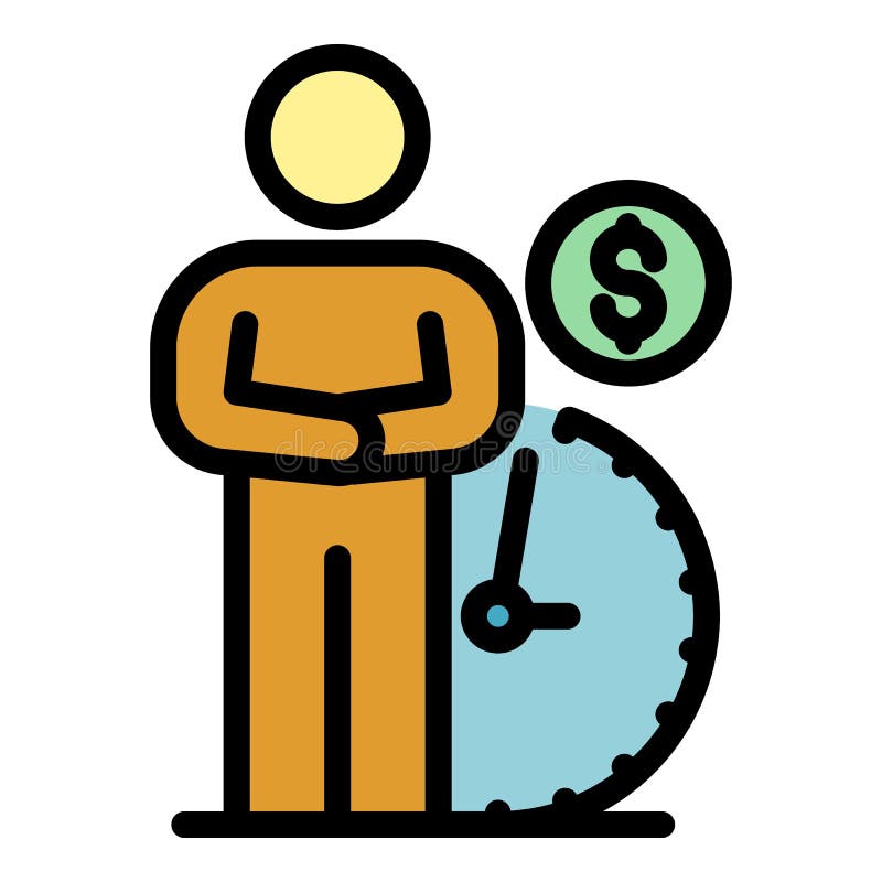 Man Waiting Pension Icon Color Outline Vector Stock Vector ...