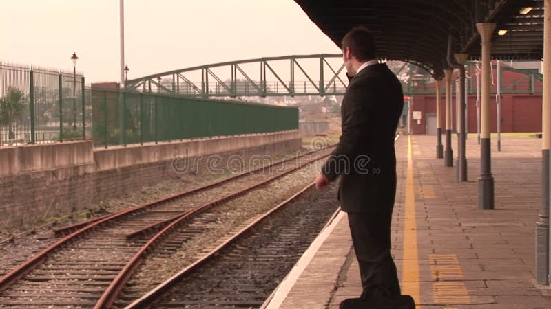 Man waiting for train stock footage. Video of stress - 39979934