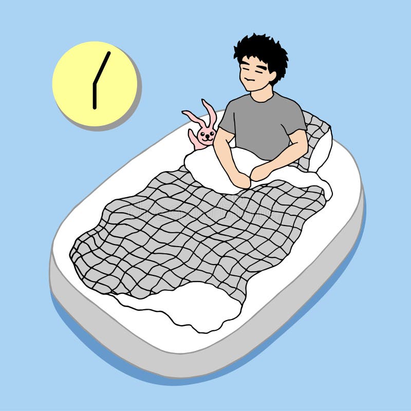 Man Wake Up Early in the Morning 6 O`clock Hand Drawn Vector Stock ...