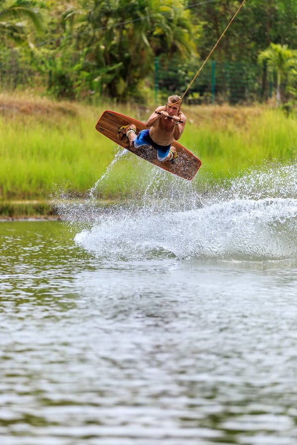 Man Wakeboarding. Jumping stock photo. Image of practicing - 95270726