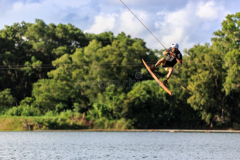Man Wakeboarding. Jumping stock photo. Image of enjoyment - 56367774