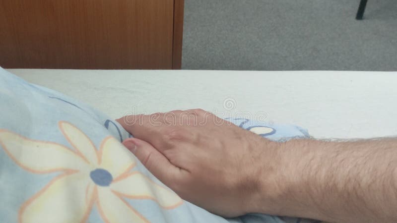 Man Wakes Up and Stretches in Bed. First Person View Video Stock Image ...