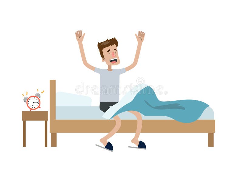 Happy man waking up stock vector. Illustration of morning - 123660393 Happy man waking up stock vector. Illustration of morning - 123660393
