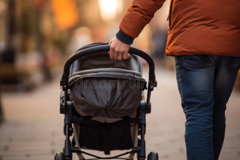 A Man on a Walk with a Baby Stroller Stock Photo - Image of infant ...