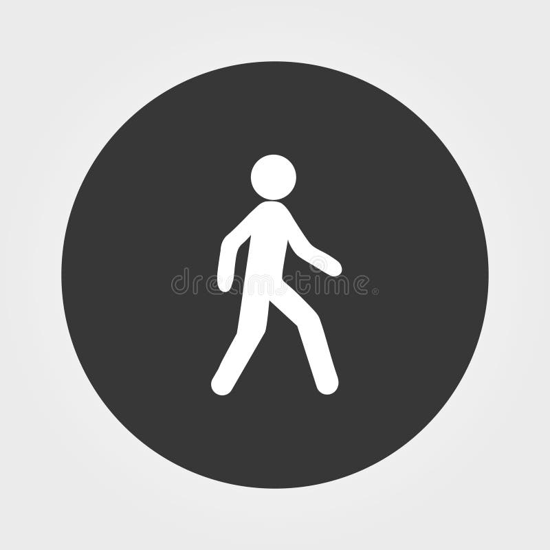 Man Walk. White Flat Simple Vector Icon with Shadow on a Black ...