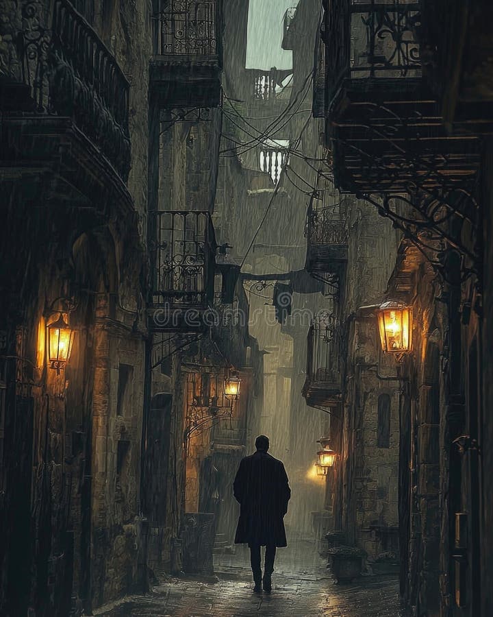 Shadow Man Rainy Alleyway Stock Photos - Free & Royalty-Free Stock ...