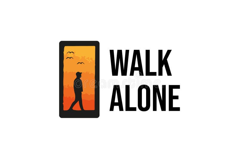 A Man Walking Alone Logo Design Template Stock Vector - Illustration of ...