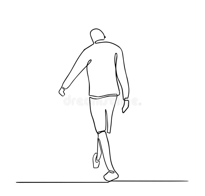 Man Walking Back View One Line. Vector Illustration Stock Illustration ...