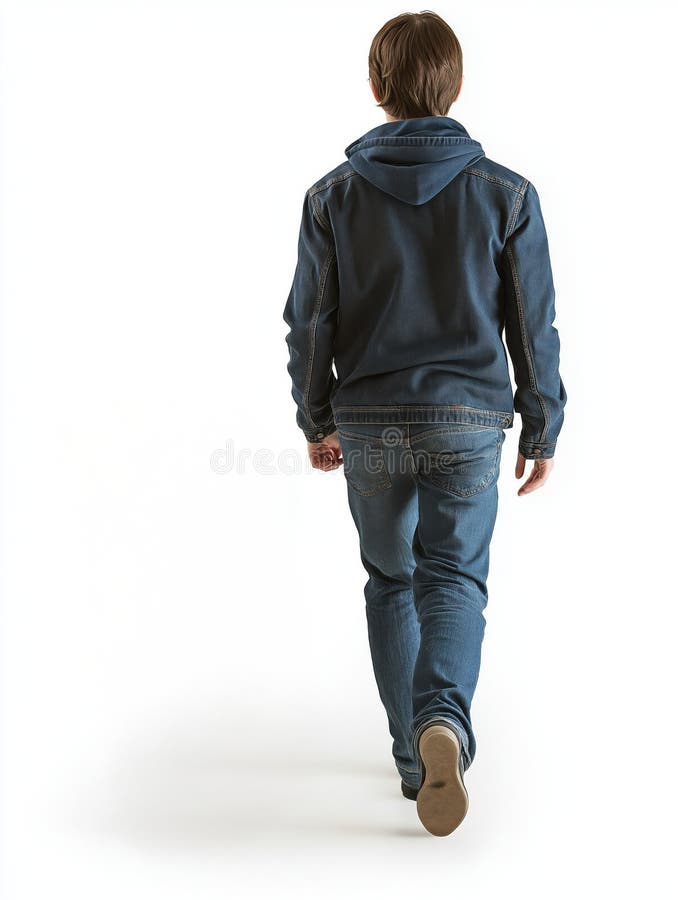 Man Walking , Back View, on White Background Generated Image Stock ...