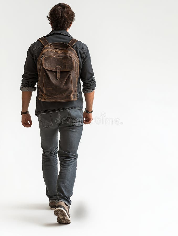 Man Walking , Back View, on White Background Generated Image Stock ...