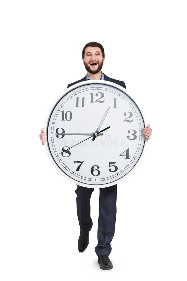 Walking on Clock Hands with Growing Red Arrow Stock Image - Image of ...