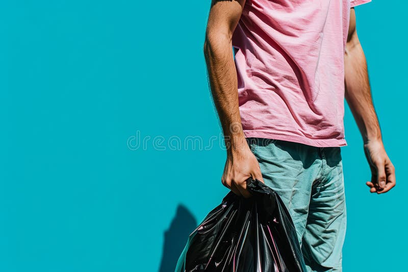 Man Walking Black Trash Bag His Hand Stock Photos - Free & Royalty-Free ...