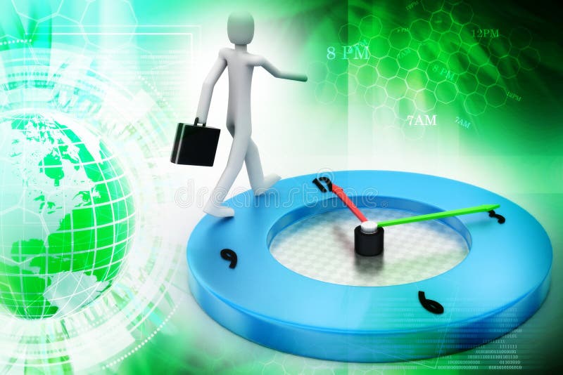 Man Walking on a Clock Surface Time Piece Stock Illustration ...