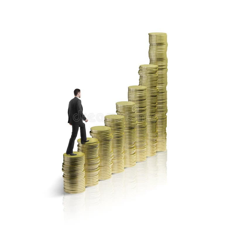 Man walking on coins stock photo. Image of chart, communications - 34013014