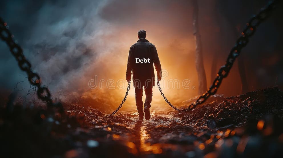 Man Walking through a Complex Network of Chains in an Outdoor Setting ...