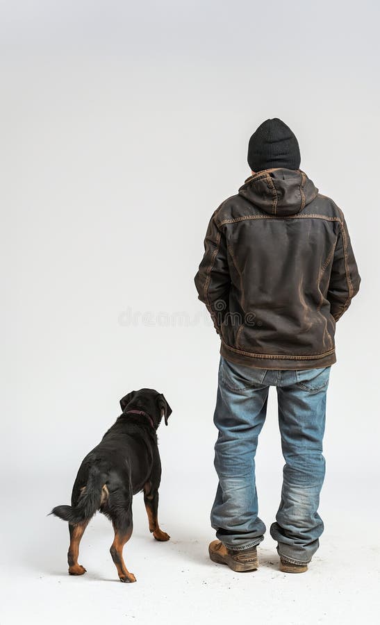 Man Walking Dog, Back View, on White Background Stock Illustration ...