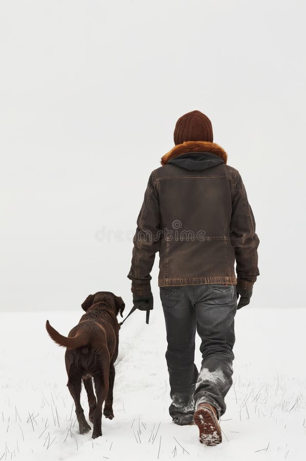 Man Walking Dog, Back View, on White Background Stock Illustration ...