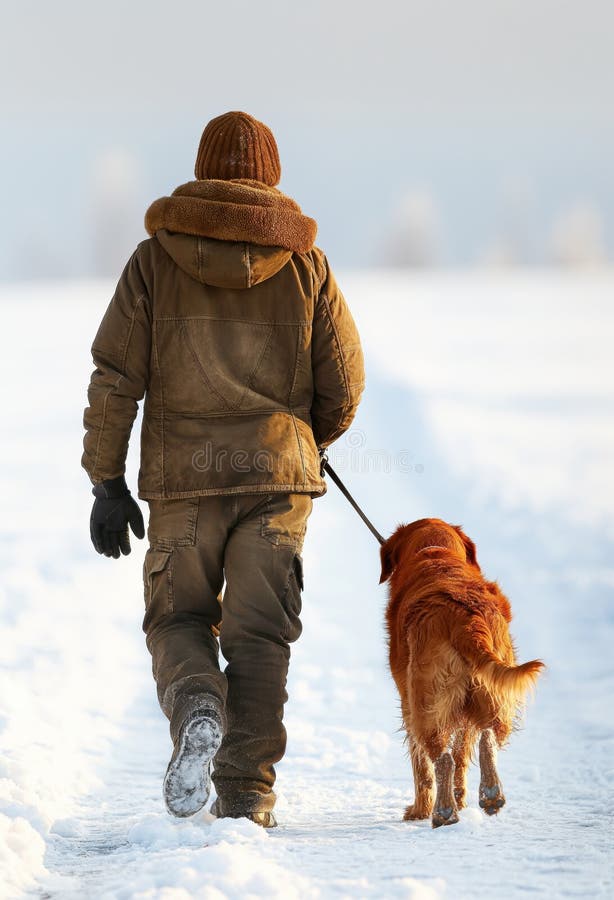 Man Walking Dog, Back View, on White Background Stock Illustration ...