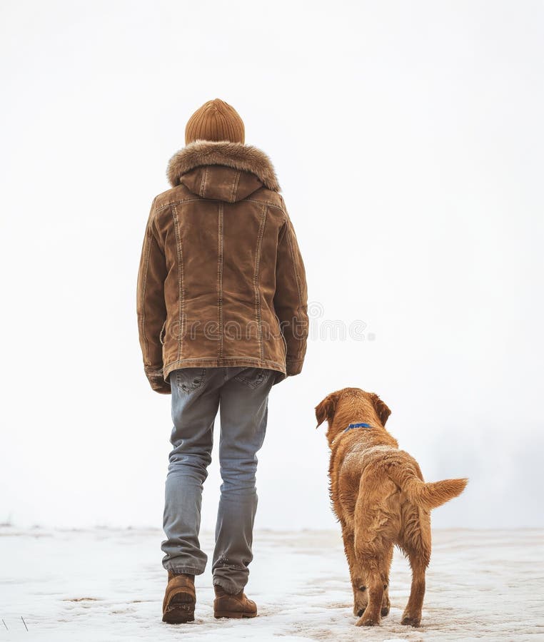 Man Walking Dog, Back View, on White Background Stock Illustration ...
