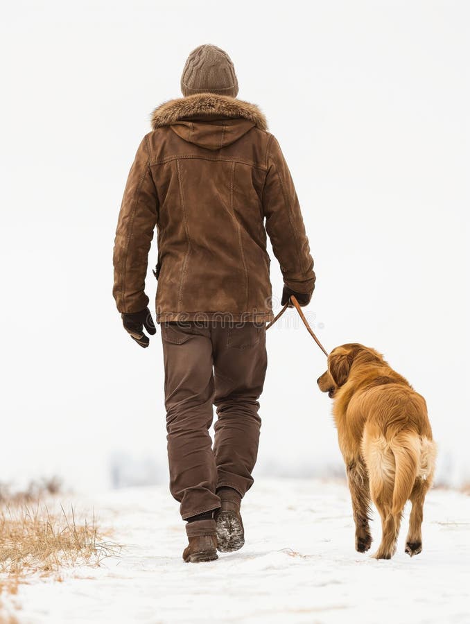 Man Walking Dog, Back View, on White Background Stock Illustration ...