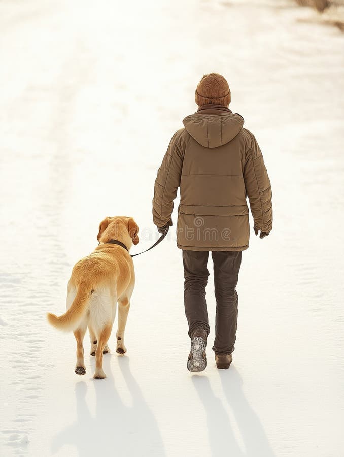 Man Walking Dog, Back View, on White Background Stock Illustration ...