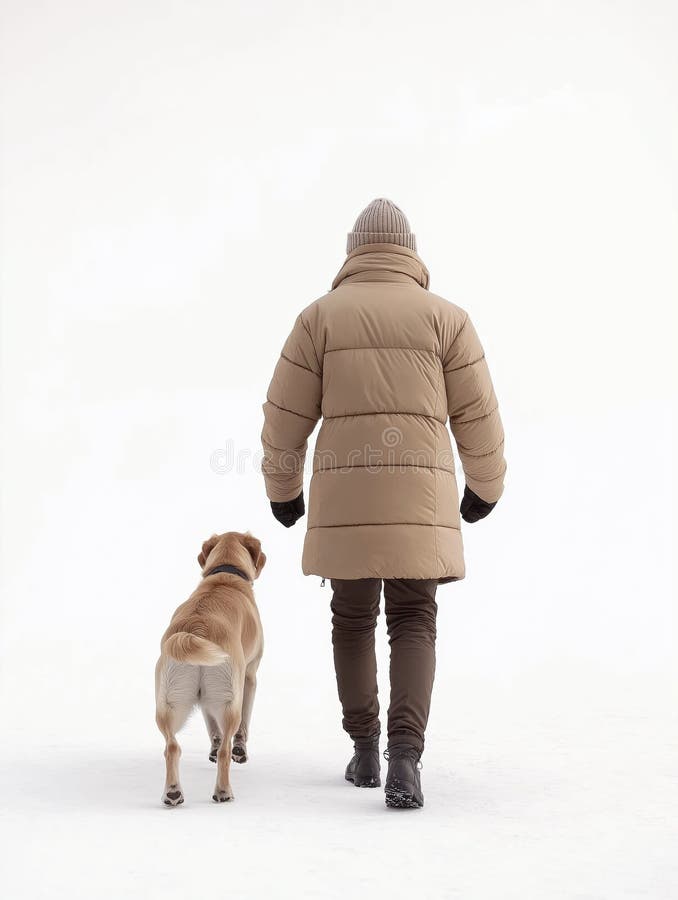 Man Walking Dog, Back View, on White Background Stock Illustration ...